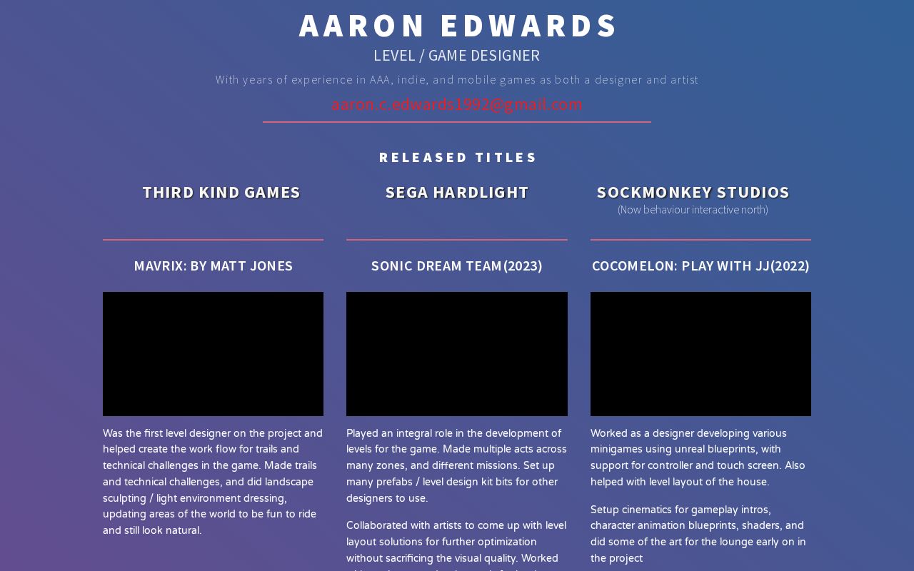 Aaron Edwards - Level Designer